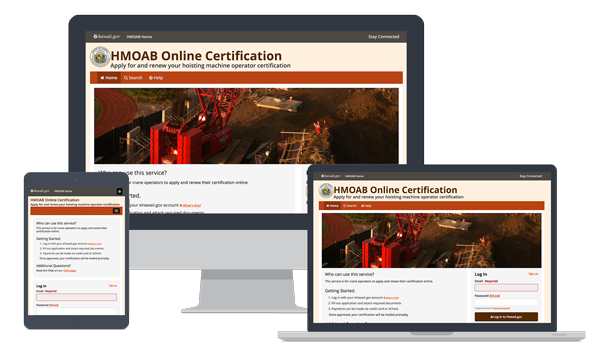 Hawaii.gov | Hoisting Machine Operators Advisory Board Online Certification